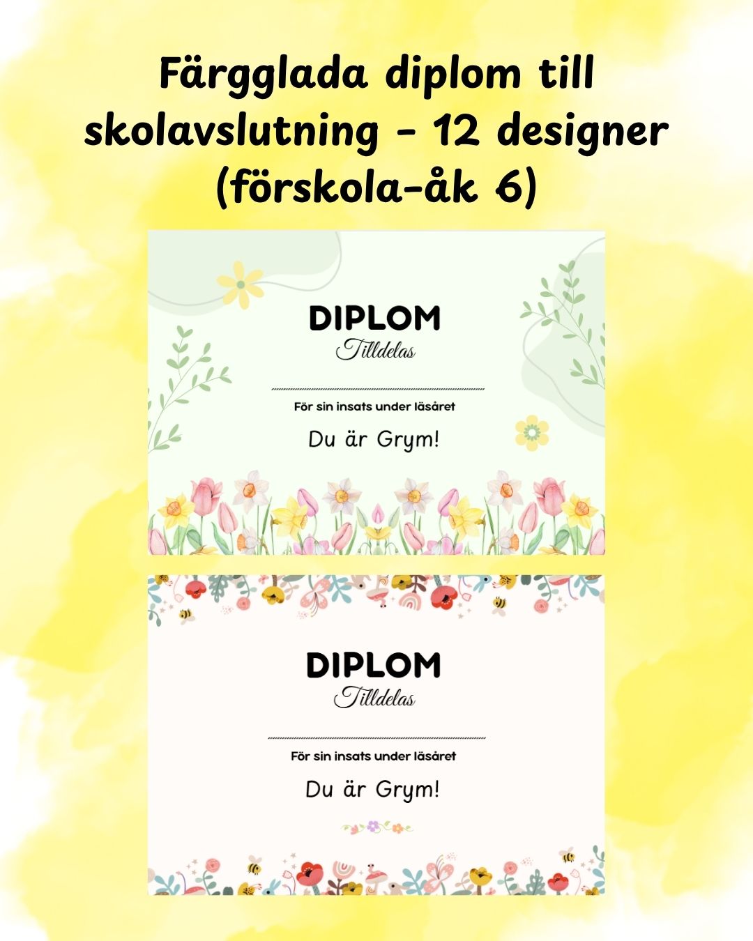 Färgglada diplom till skolavslutning – 12 designer att skriva ut ...