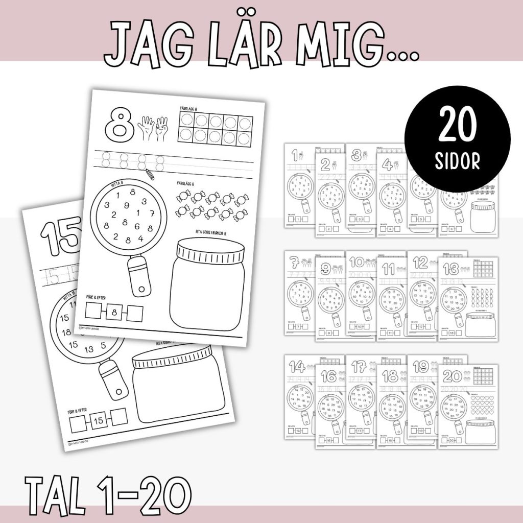 Jag lär mig siffror och tal (1-20) - Arbetsblad för barn | Teach Academy