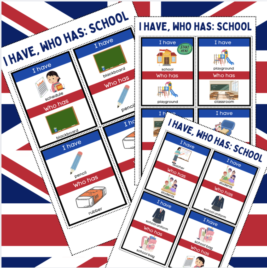 School - I have..., Who has... Game cards | Teach Academy