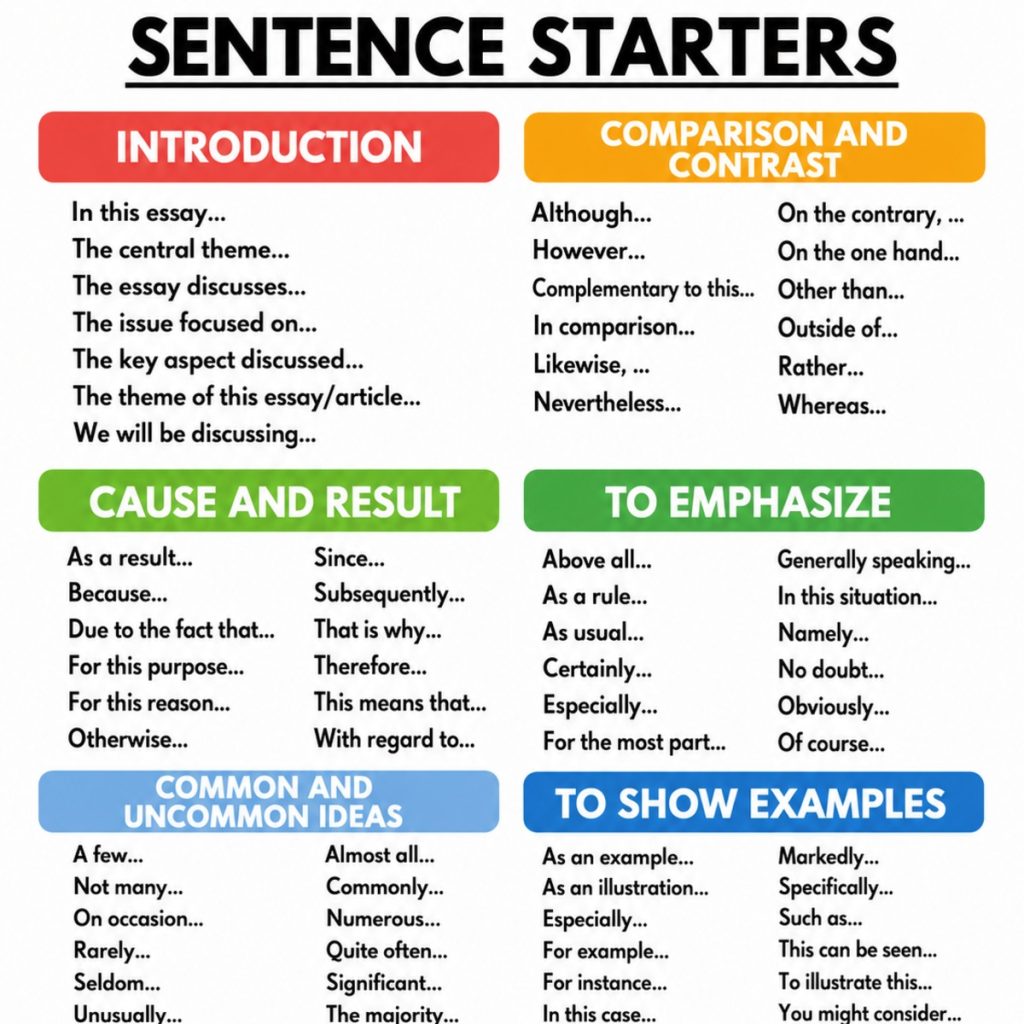SENTENCE STARTERS | Teach Academy